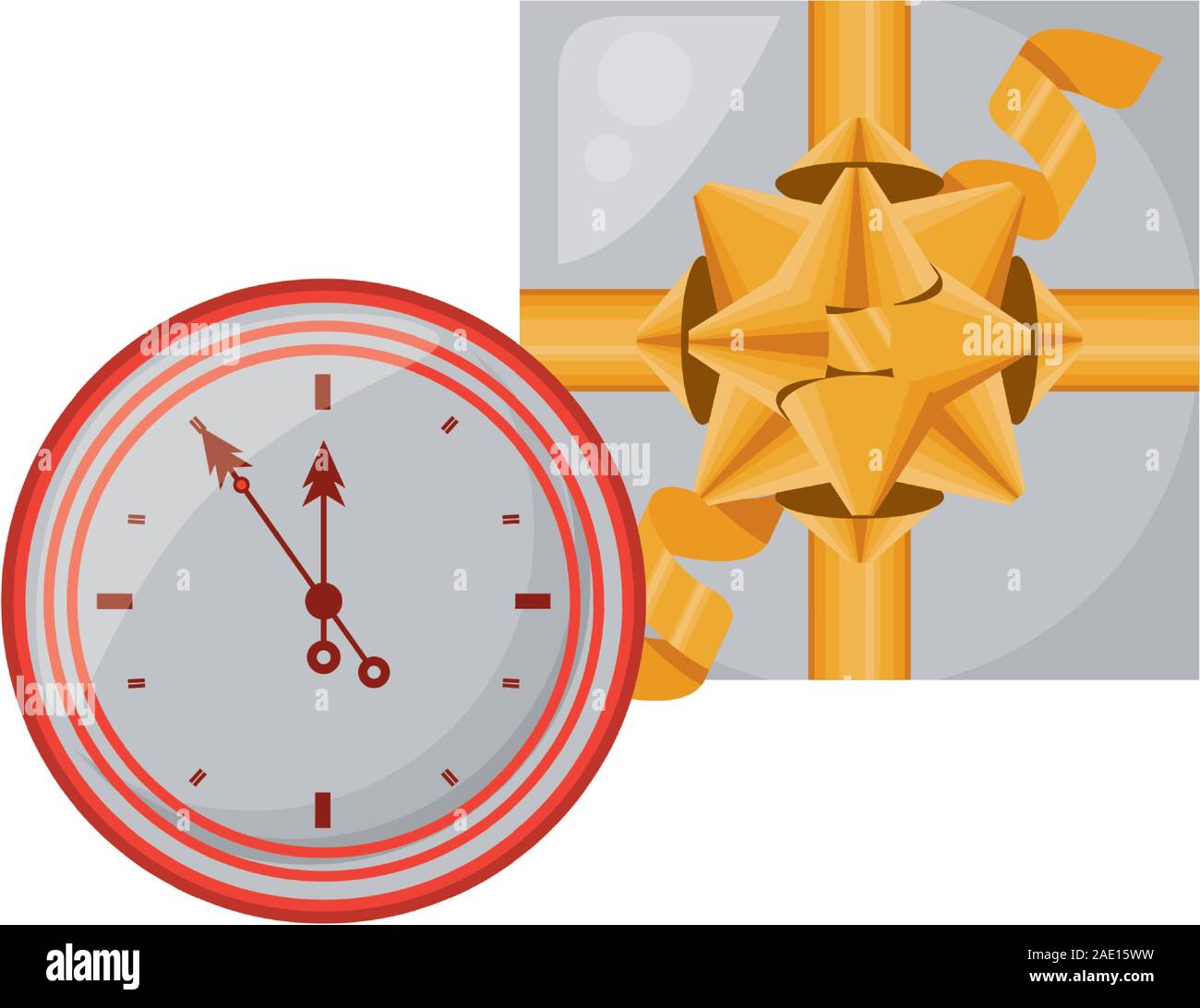 gift box present with time clock watch Stock Vector Image & Art - Alamy