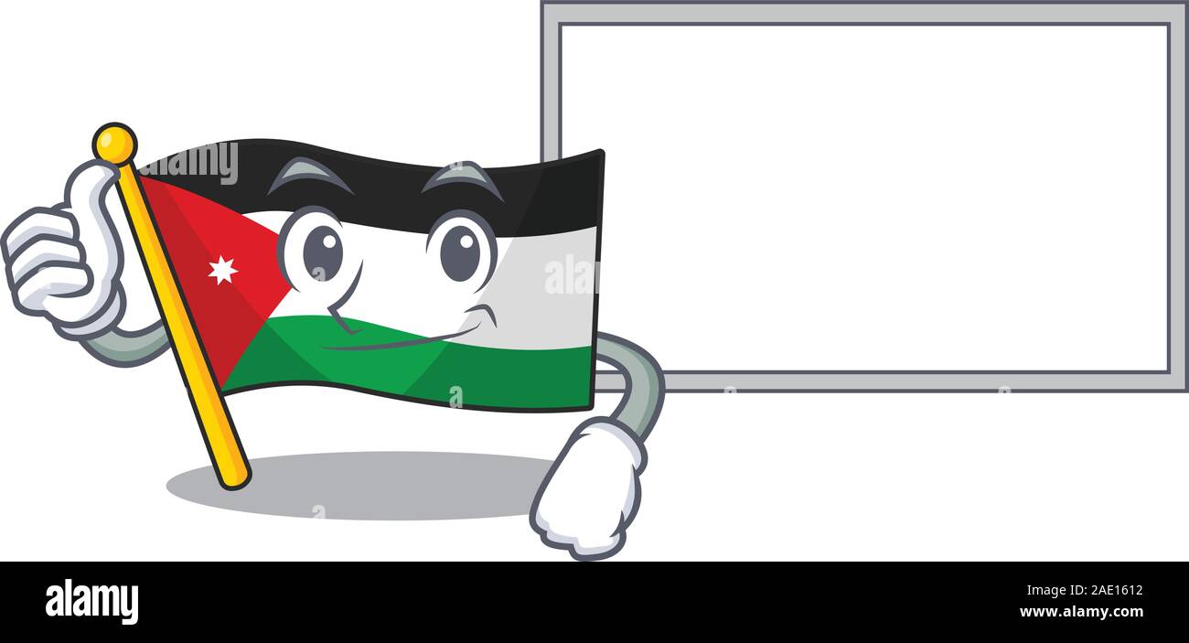 Flag jordan cute cartoon character Thumbs up with board Stock Vector ...