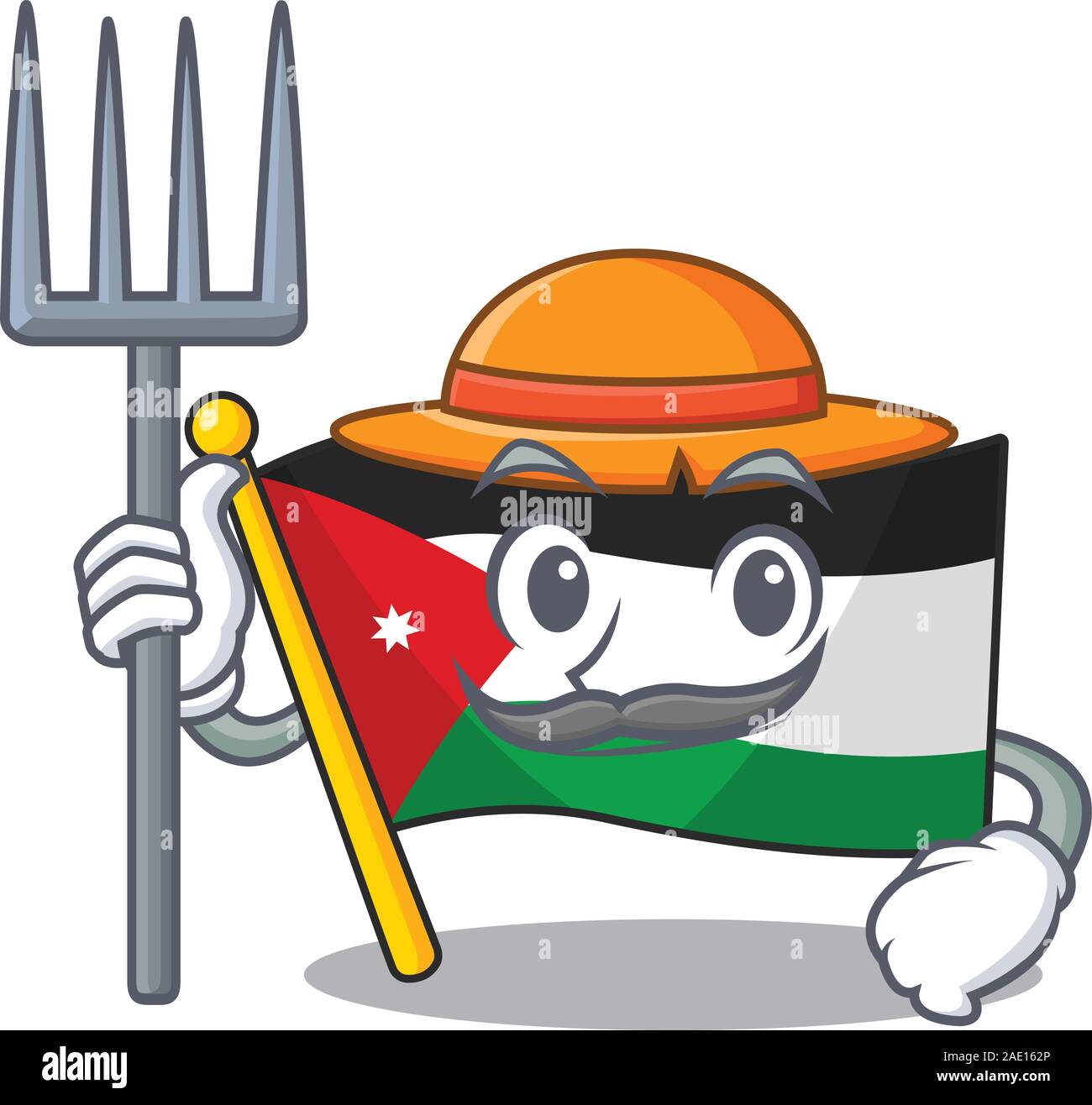 Farmer flag jordan cartoon character with hat and tools Stock Vector ...