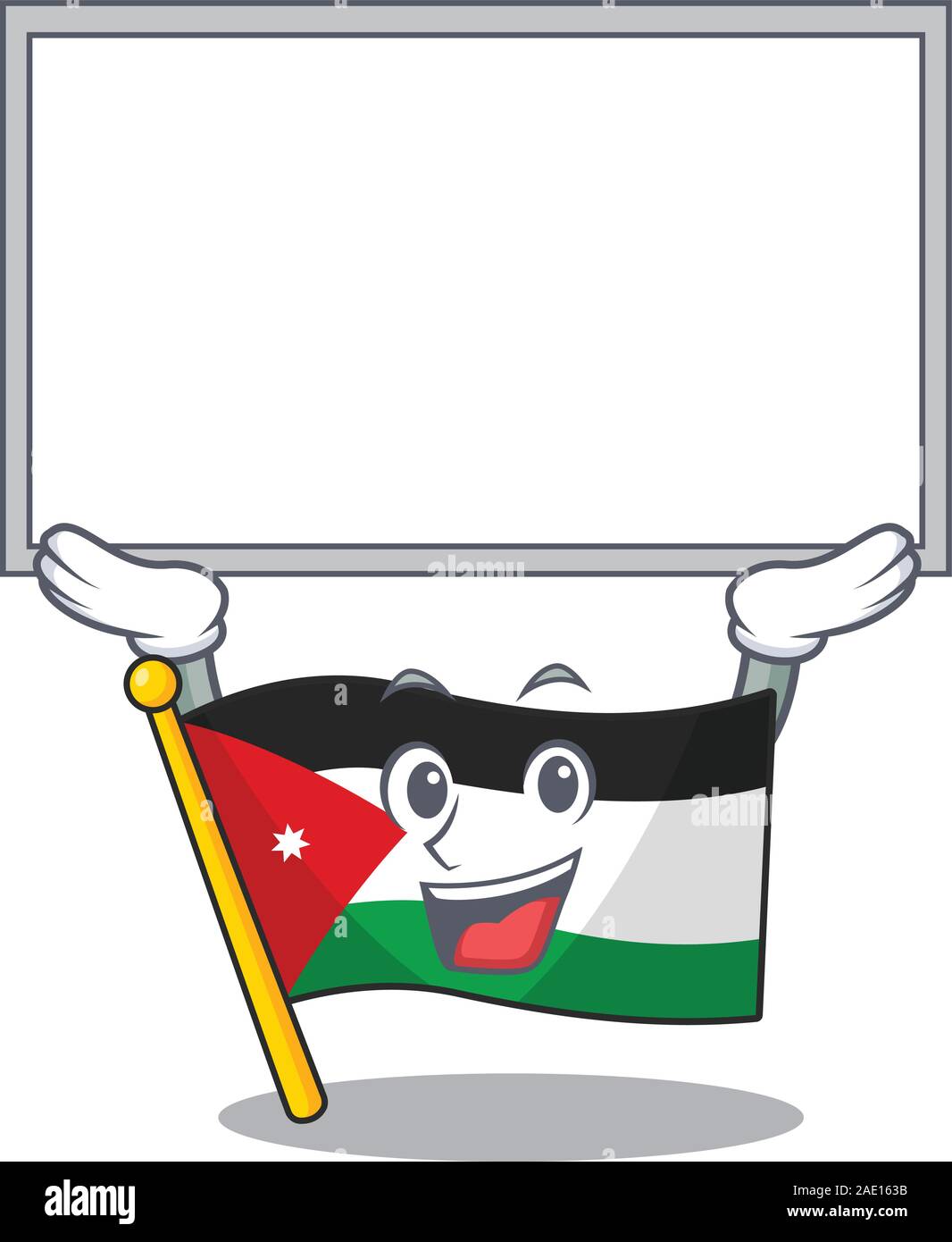 cute cartoon character flag jordan raised up board Stock Vector Image ...