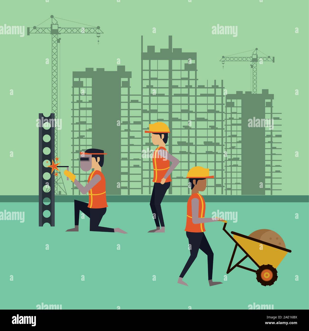 builders working under construction scene Stock Vector Image & Art - Alamy