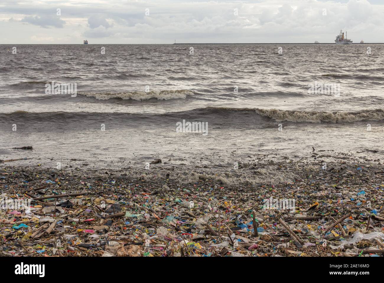 Manila, Philippines - August 23, 2017: Plastic waste in a pile of ...