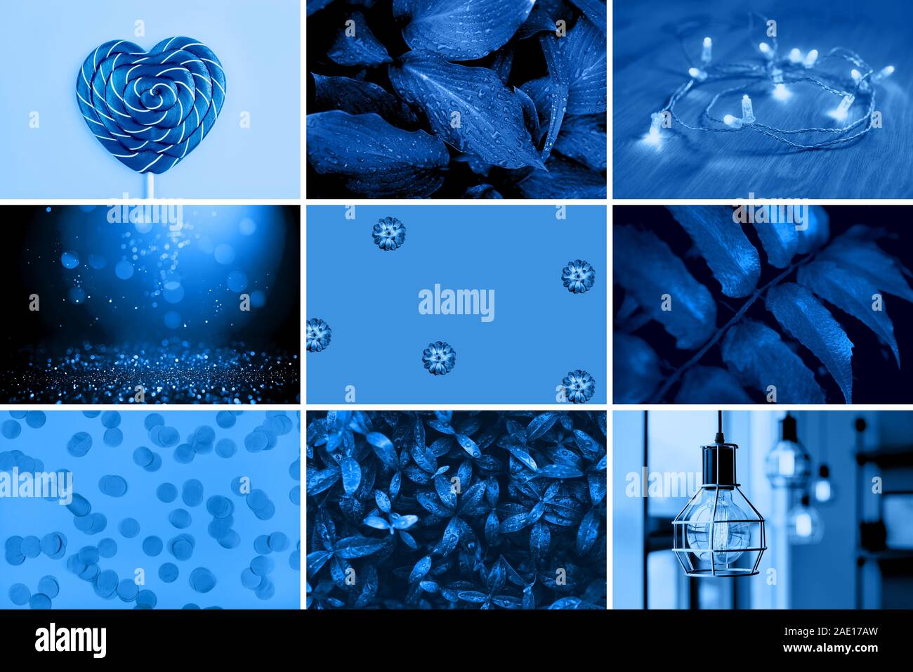 Creative collage in trendy blue color Stock Photo - Alamy