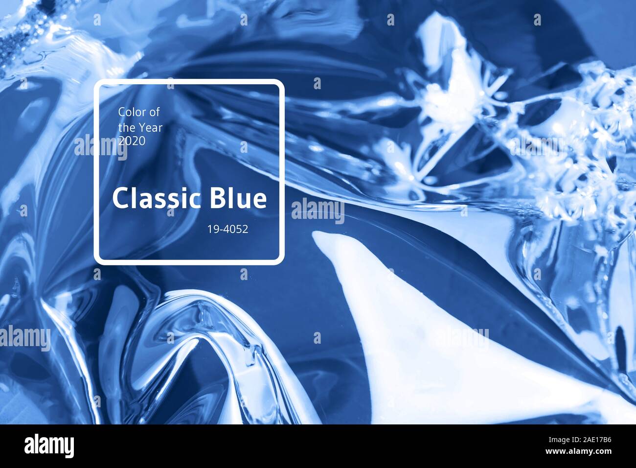 Holographic iridescent surface. Copy space. Bright classic blue ...