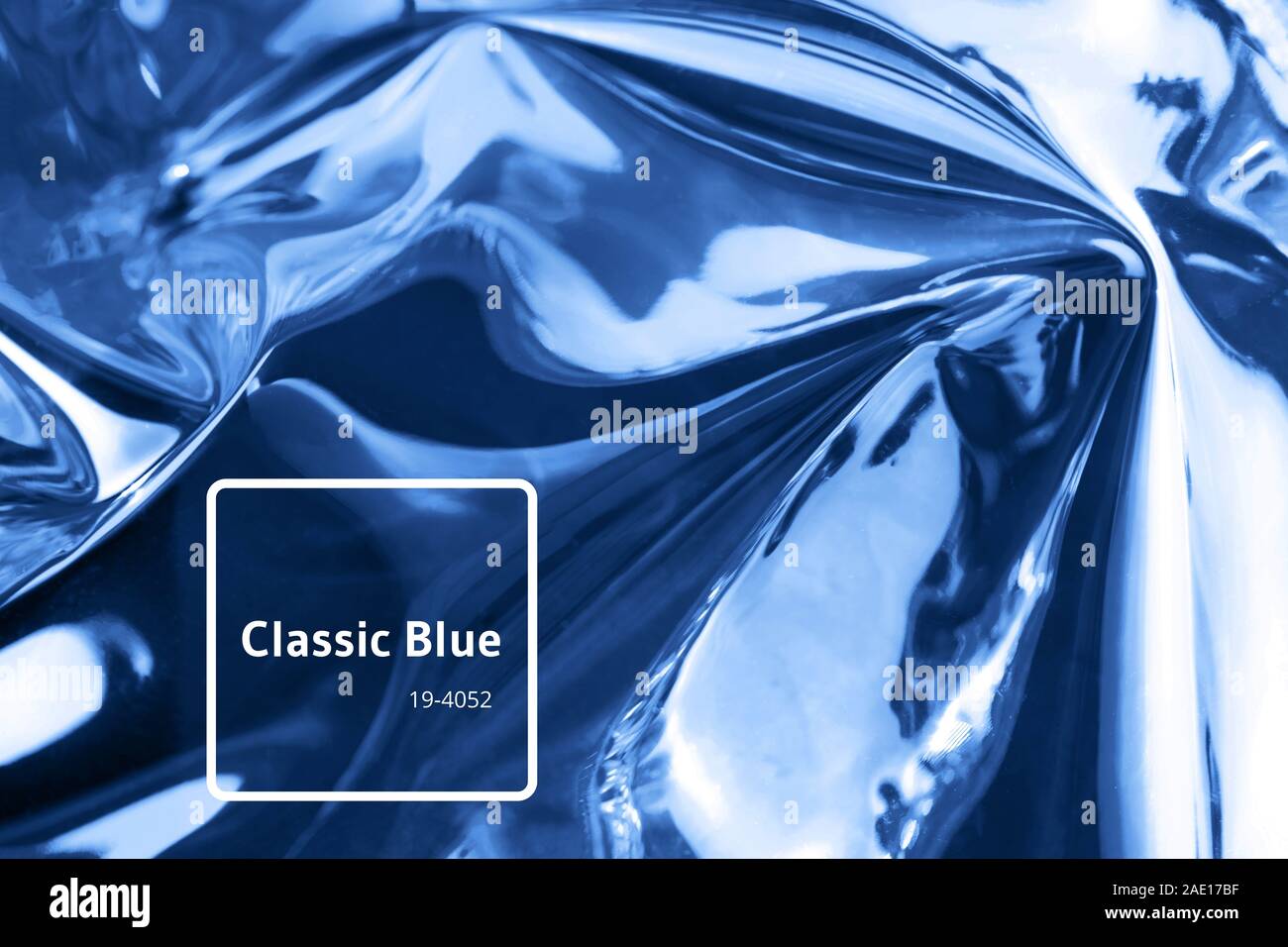 Holographic iridescent surface. Copy space. Bright classic blue ...