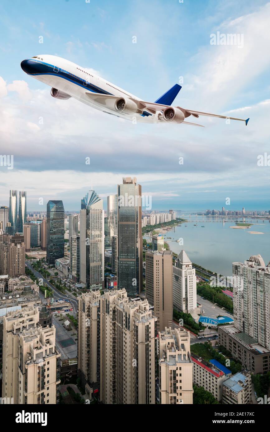 Low angle view of jet airliner taking off Stock Photo - Alamy