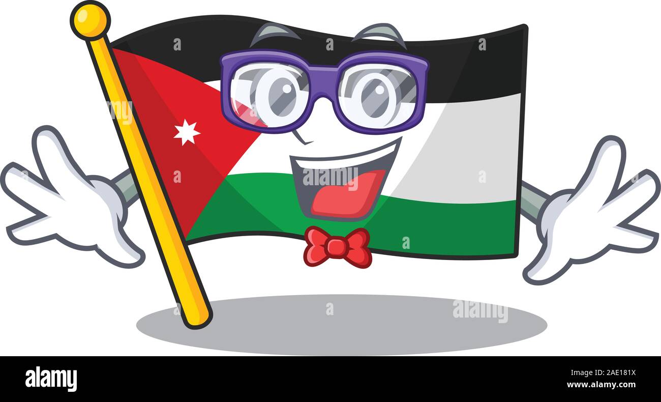 Super Funny Geek smart flag jordan mascot cartoon style Stock Vector ...