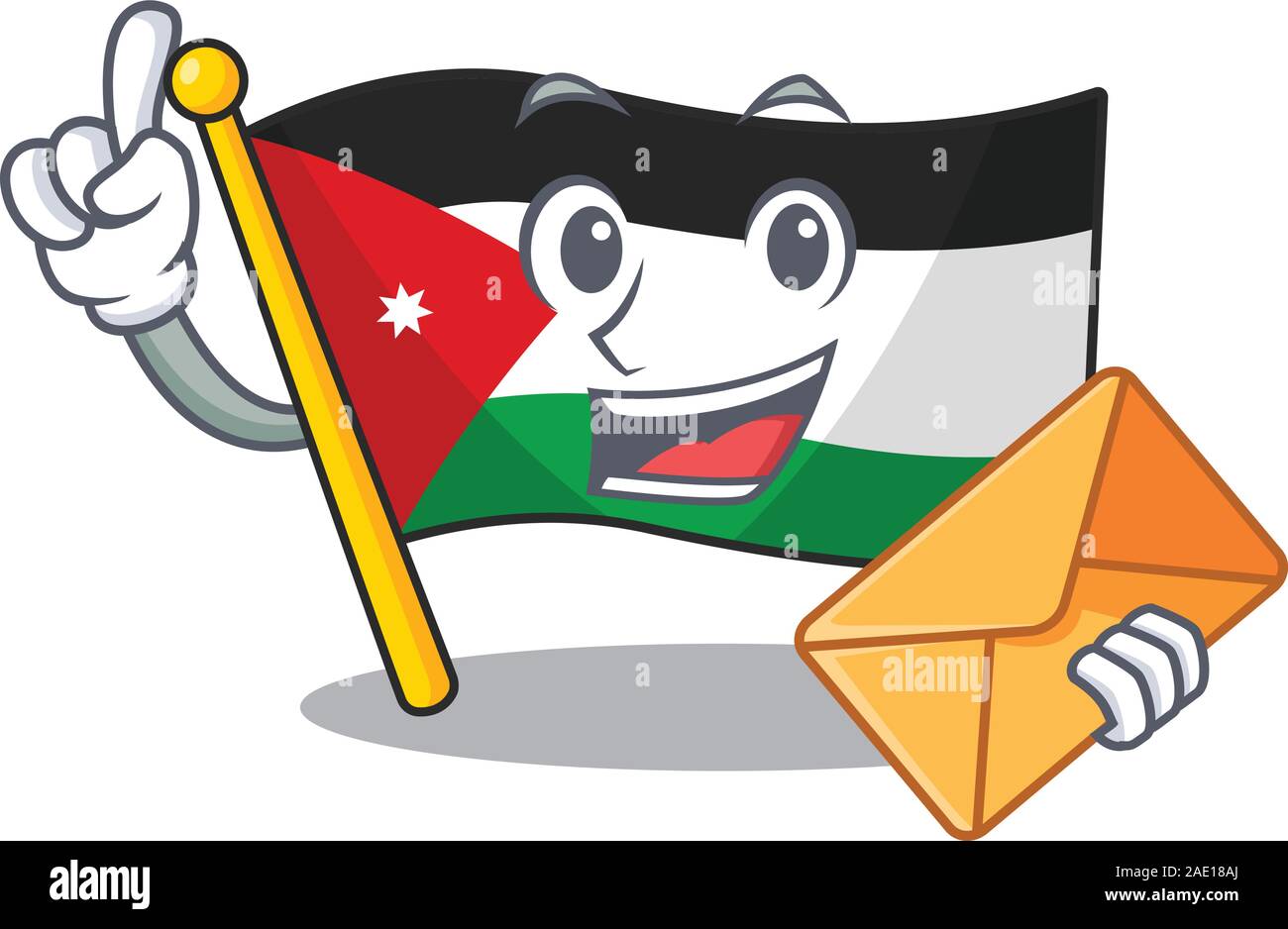 With envelope Happy face flag jordan mascot cartoon style Stock Vector ...