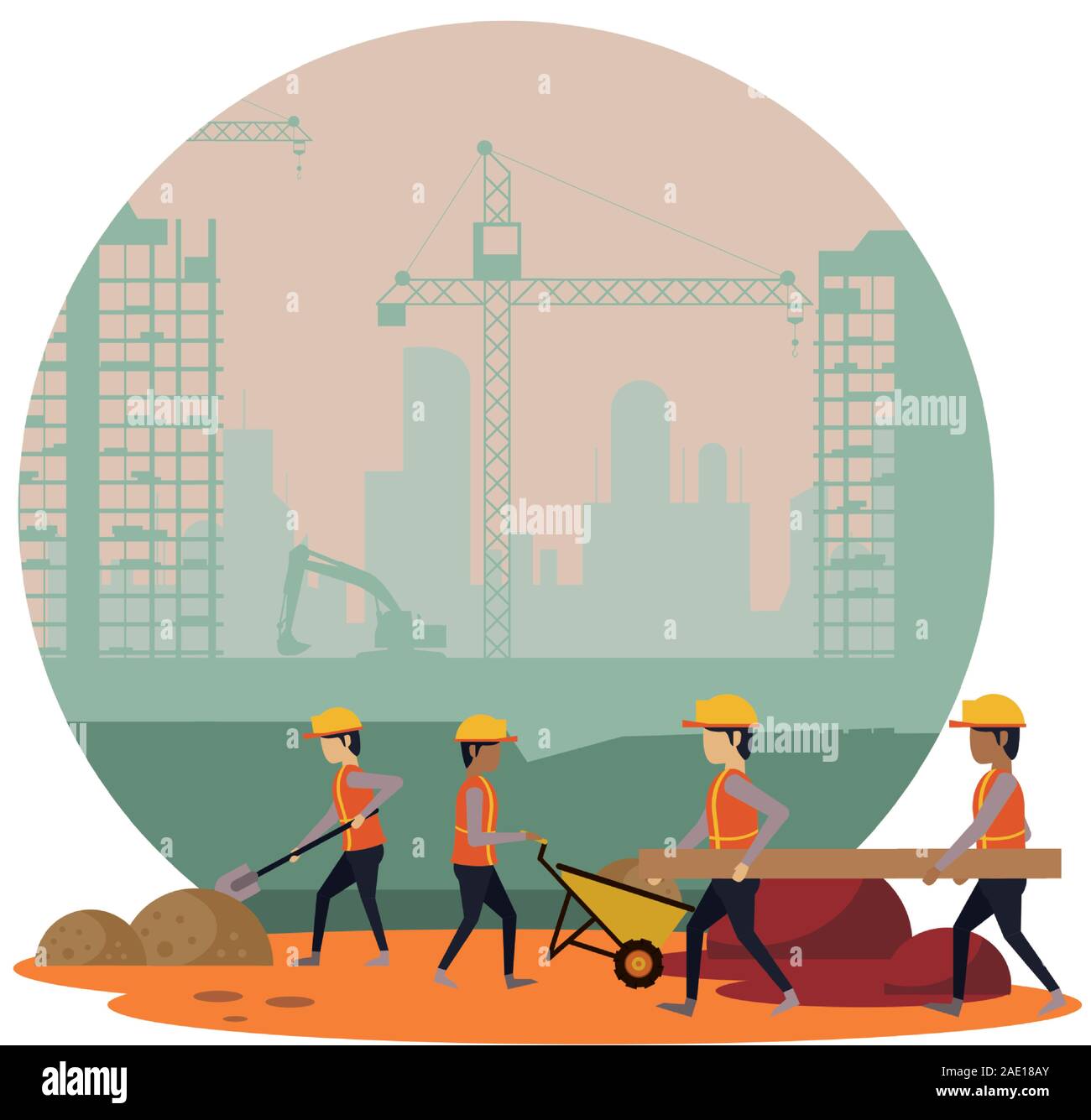 builders working under construction scene Stock Vector Image & Art - Alamy