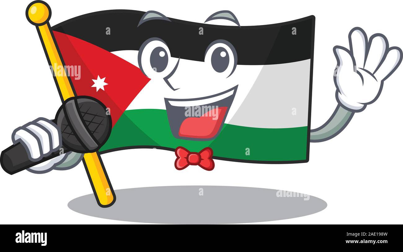 cartoon Singing flag jordan while holding a microphone Stock Vector ...