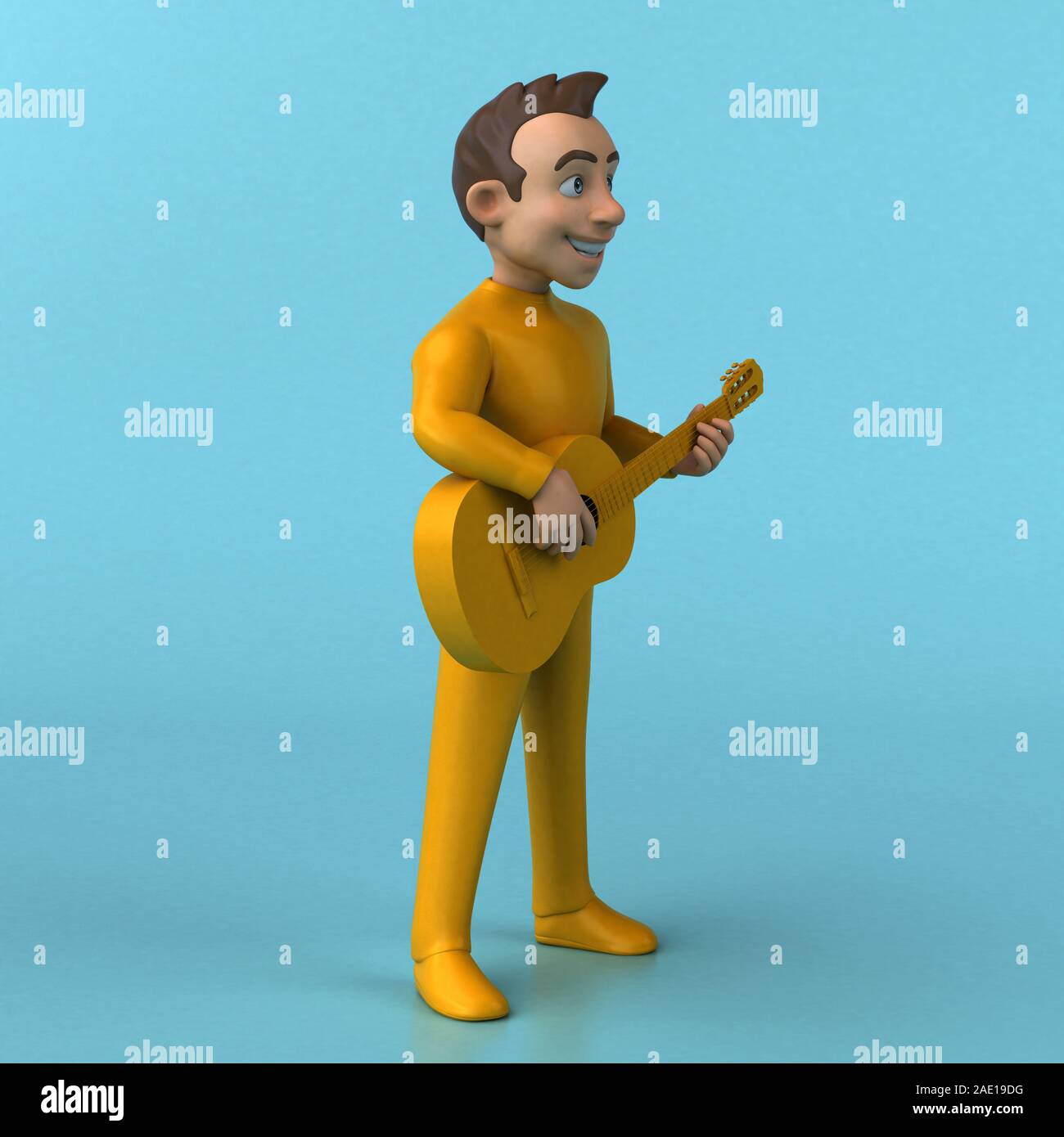 Fun 3D cartoon yellow character Stock Photo - Alamy