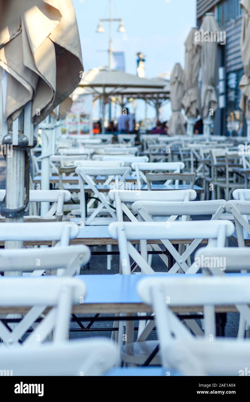 Blue color, style trendy classic restaurant. Blue monochrome Stock ...