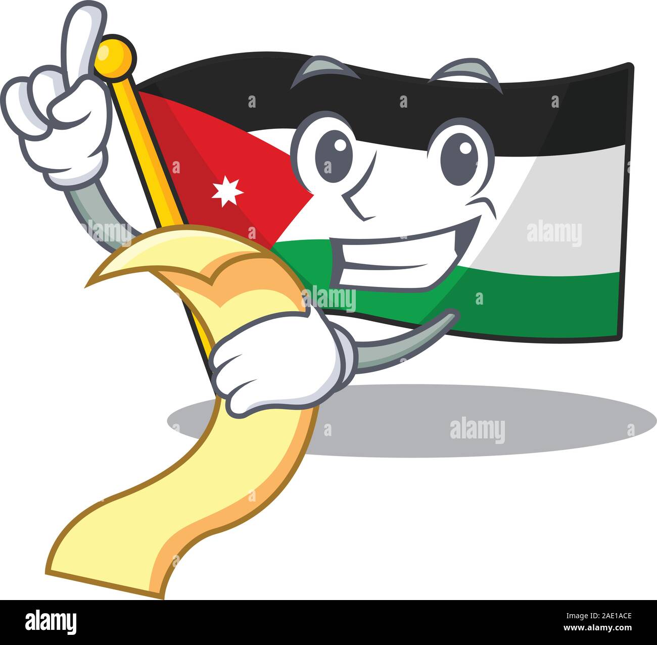 Cute flag jordan cartoon character with menu ready to serve Stock ...
