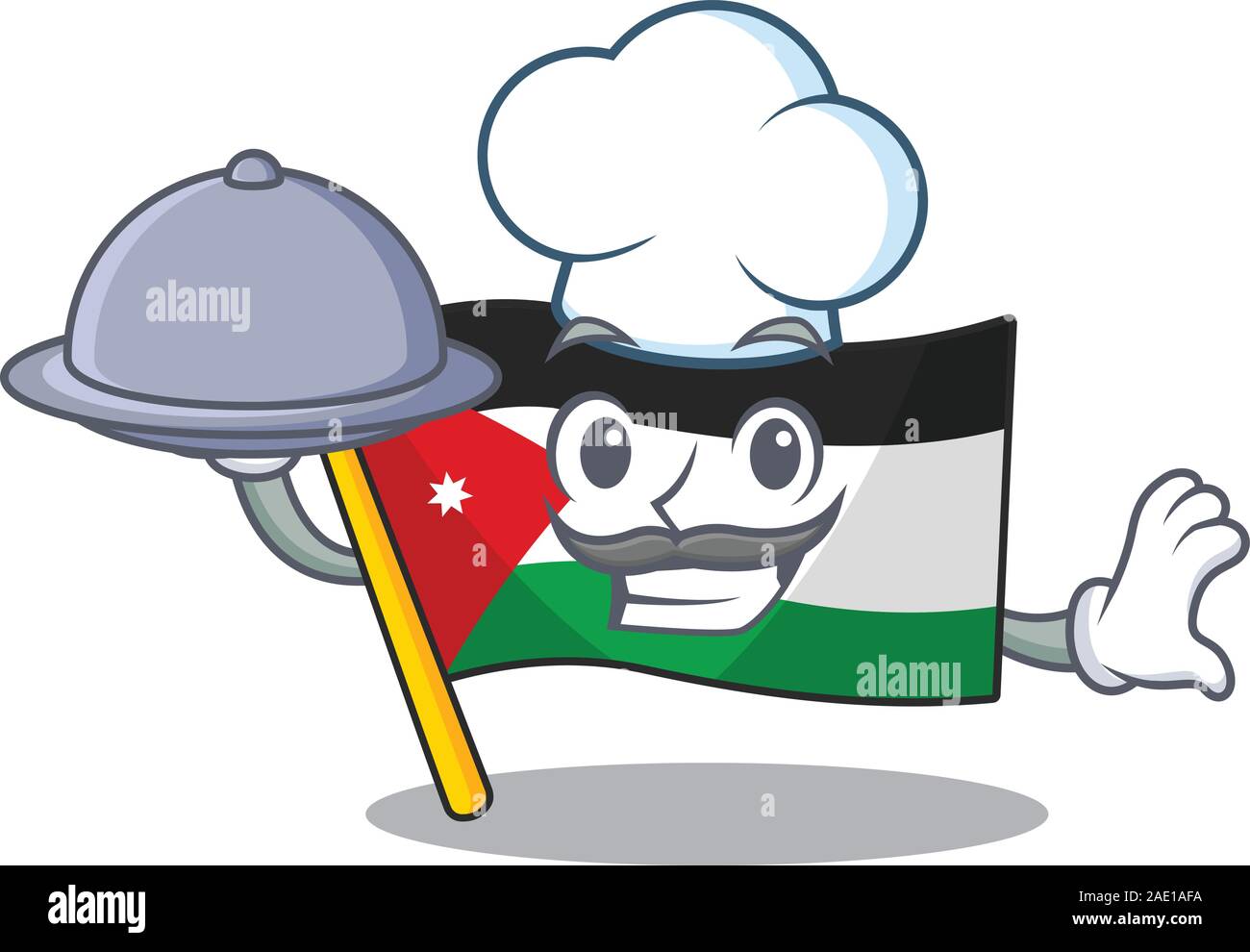 smiling flag jordan as a Chef with food cartoon style design Stock ...