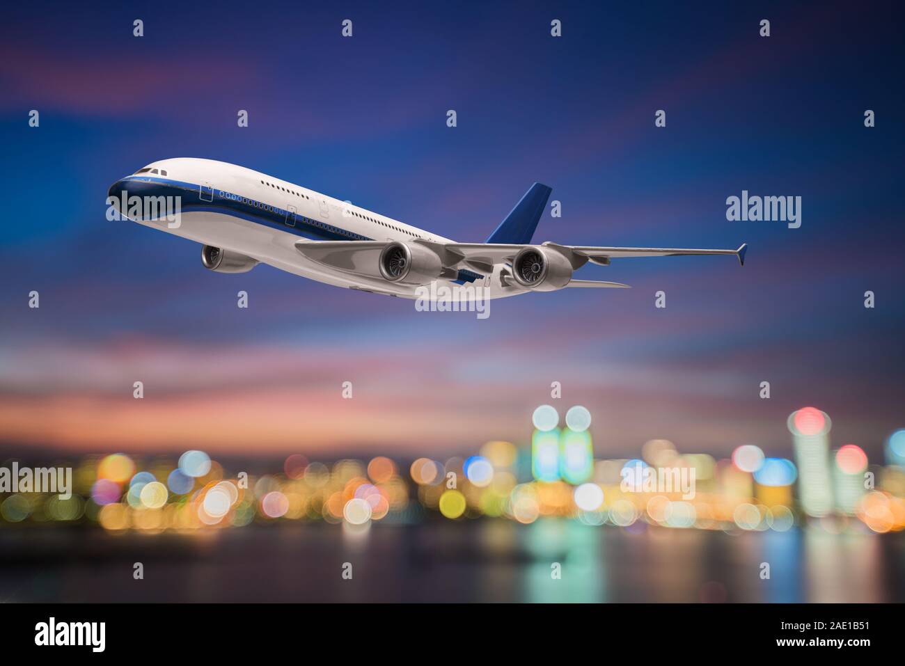 Low angle view of jet airliner taking off Stock Photo - Alamy