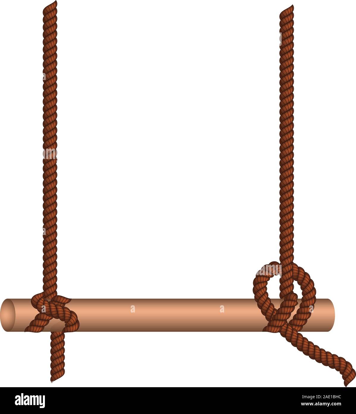 Wooden stick hang on an old rope over white background Stock Vector ...