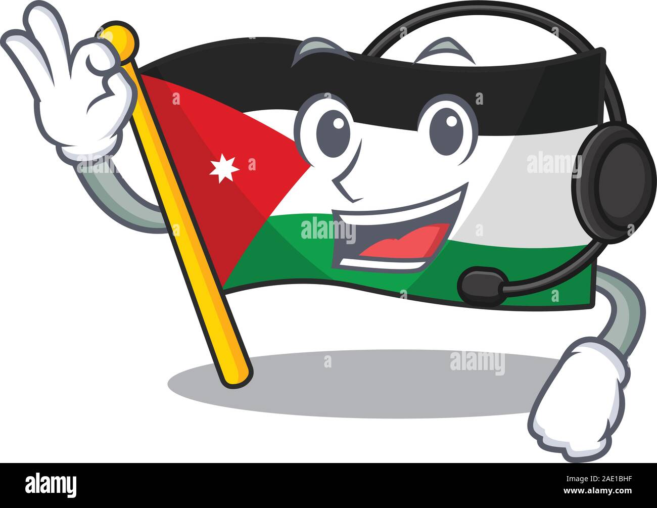 Flag jordan cute cartoon character design with in headphone Stock ...