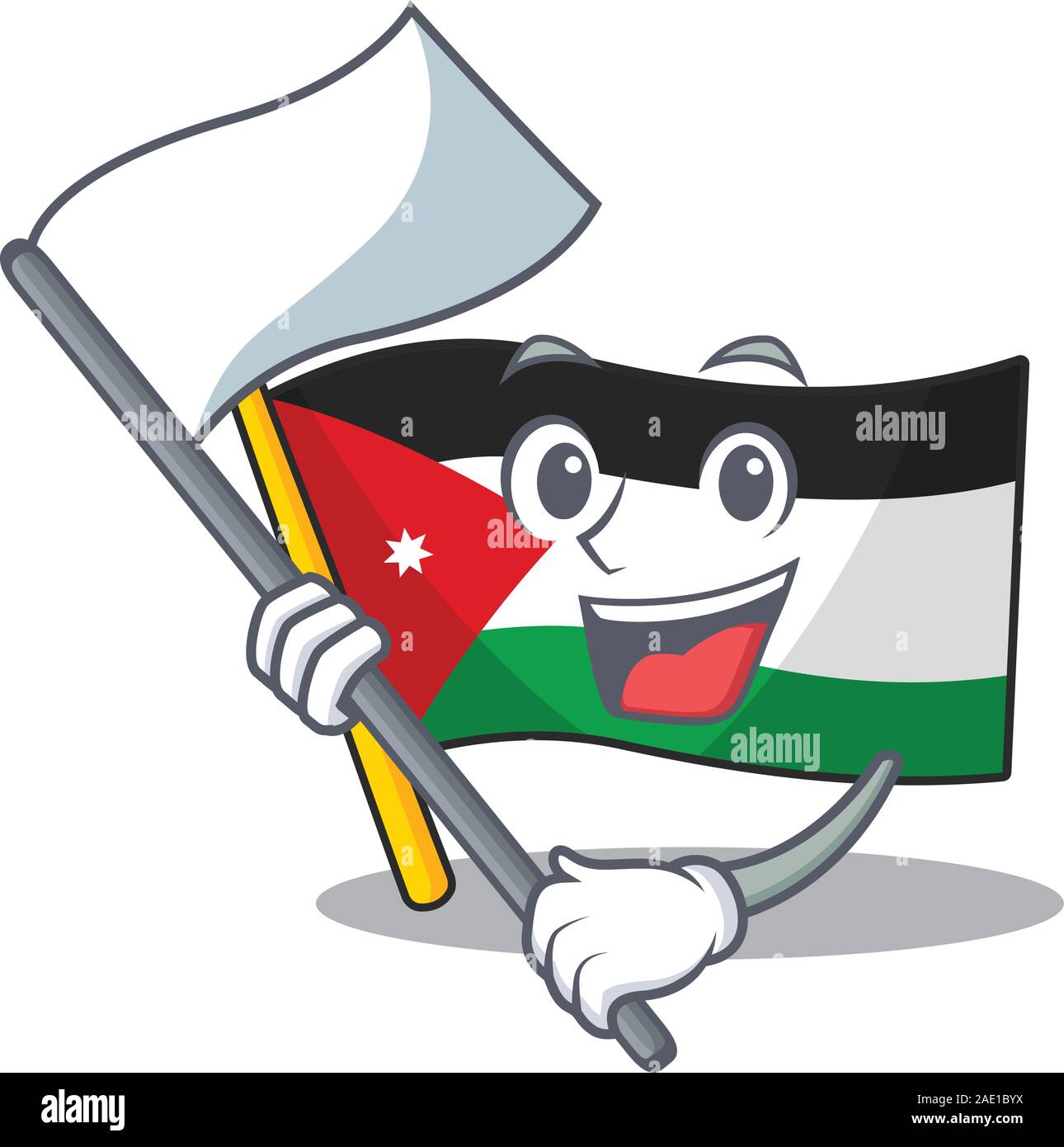 cute flag jordan standing with flag cartoon character style Stock ...