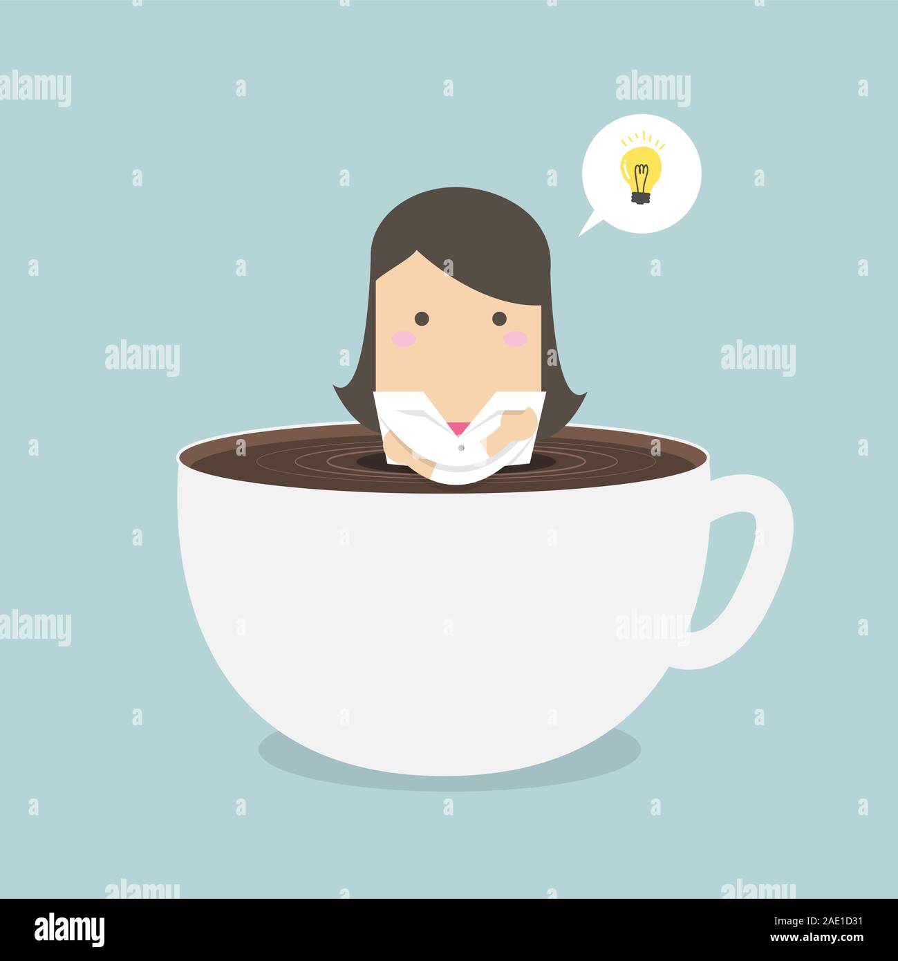 Happy businesswoman coffee cup Stock Vector Images - Alamy