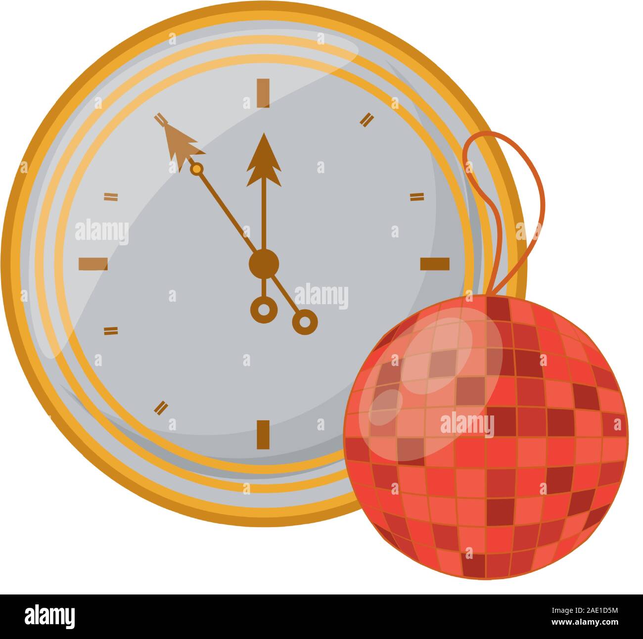 mirrors ball party hanging with time clock Stock Vector Image & Art - Alamy