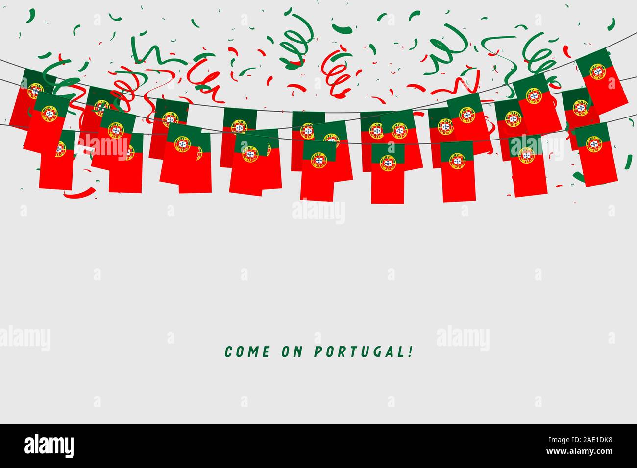 Portugal garland flag with confetti on gray background, Hang bunting ...