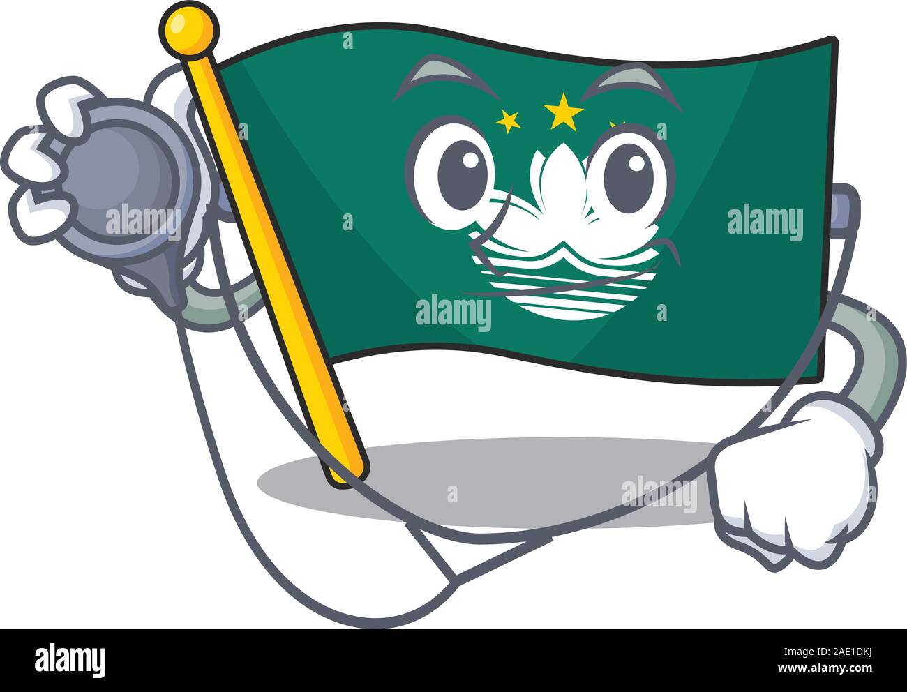 Flag macau cartoon mascot style in a Doctor costume with tools Stock ...