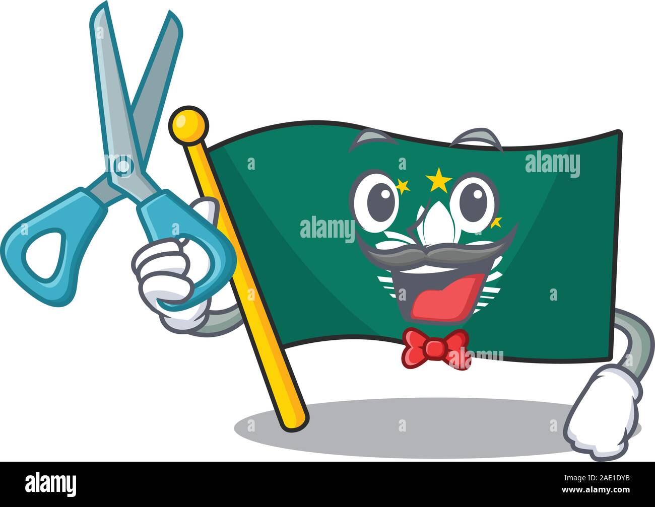 Happy Barber flag macau mascot cartoon character style Stock Vector ...