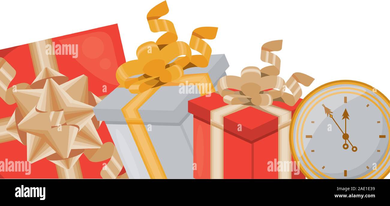 gifts boxes presents with time clock Stock Vector Image & Art - Alamy