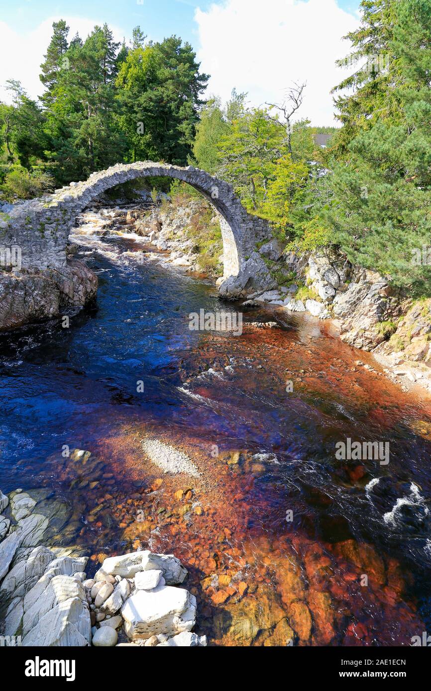Ancient stone bridge over the river Carr, Scottish Highlands Stock ...
