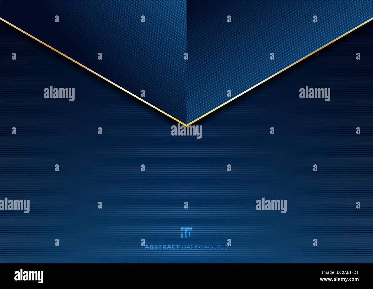 Template abstract triangle header with golden lines on blue background ...