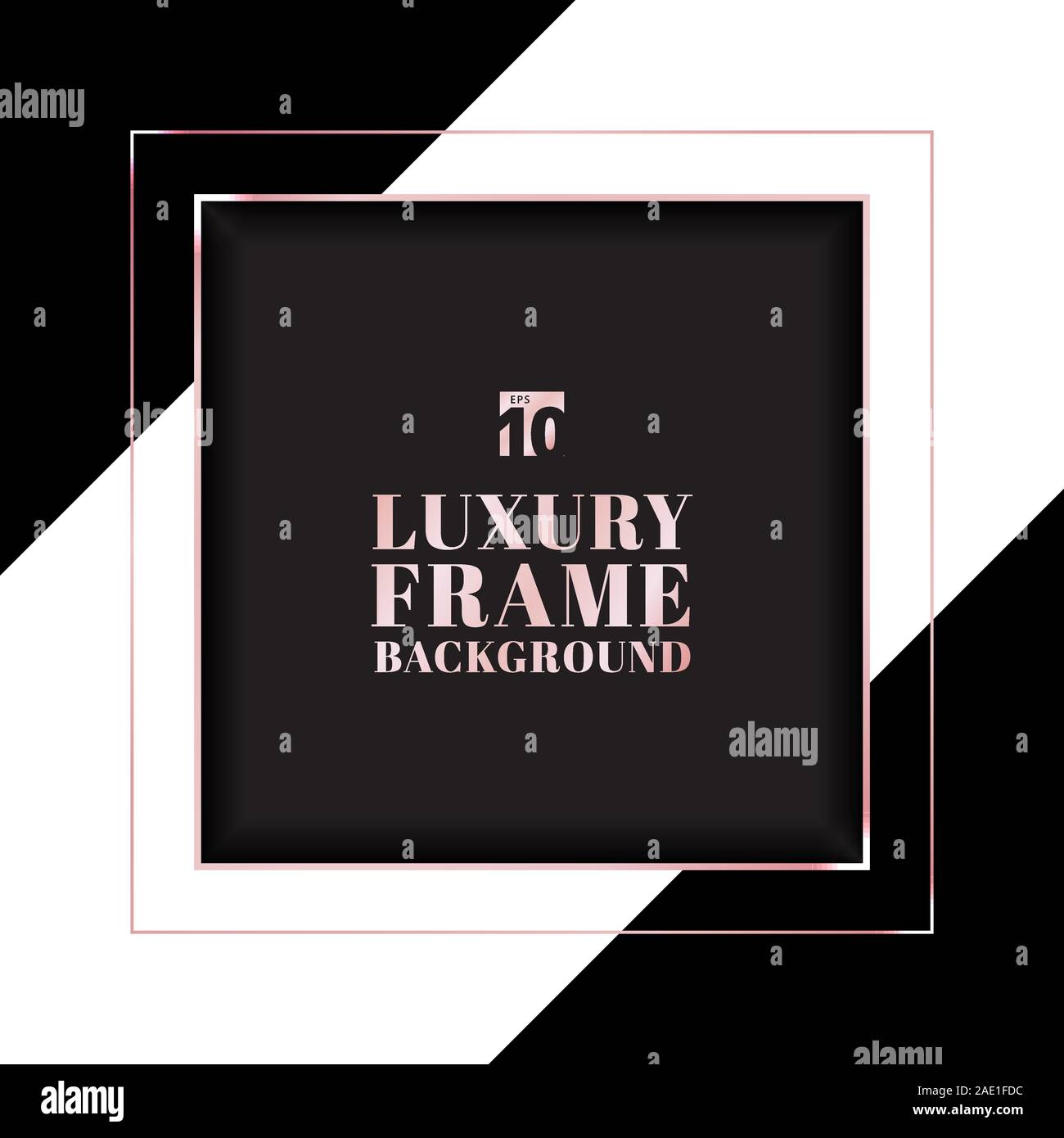 Pink gold square frame border on black and white striped background ...