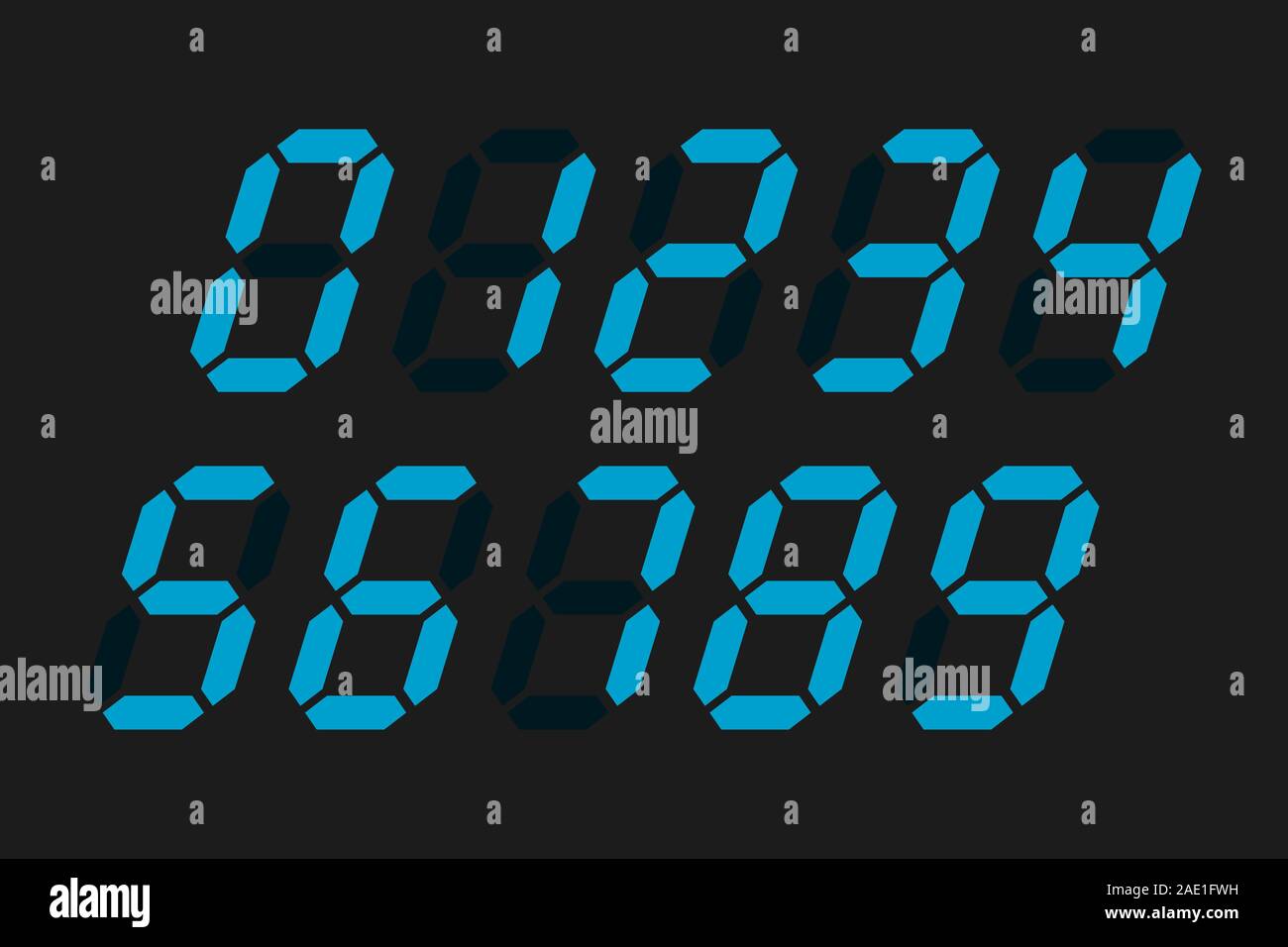 Digit blue Numbers. Vector illustration. Electronic industry Stock ...
