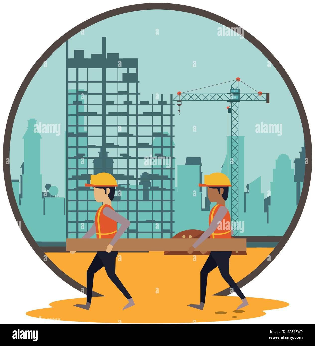 builders working under construction scene Stock Vector Image & Art - Alamy