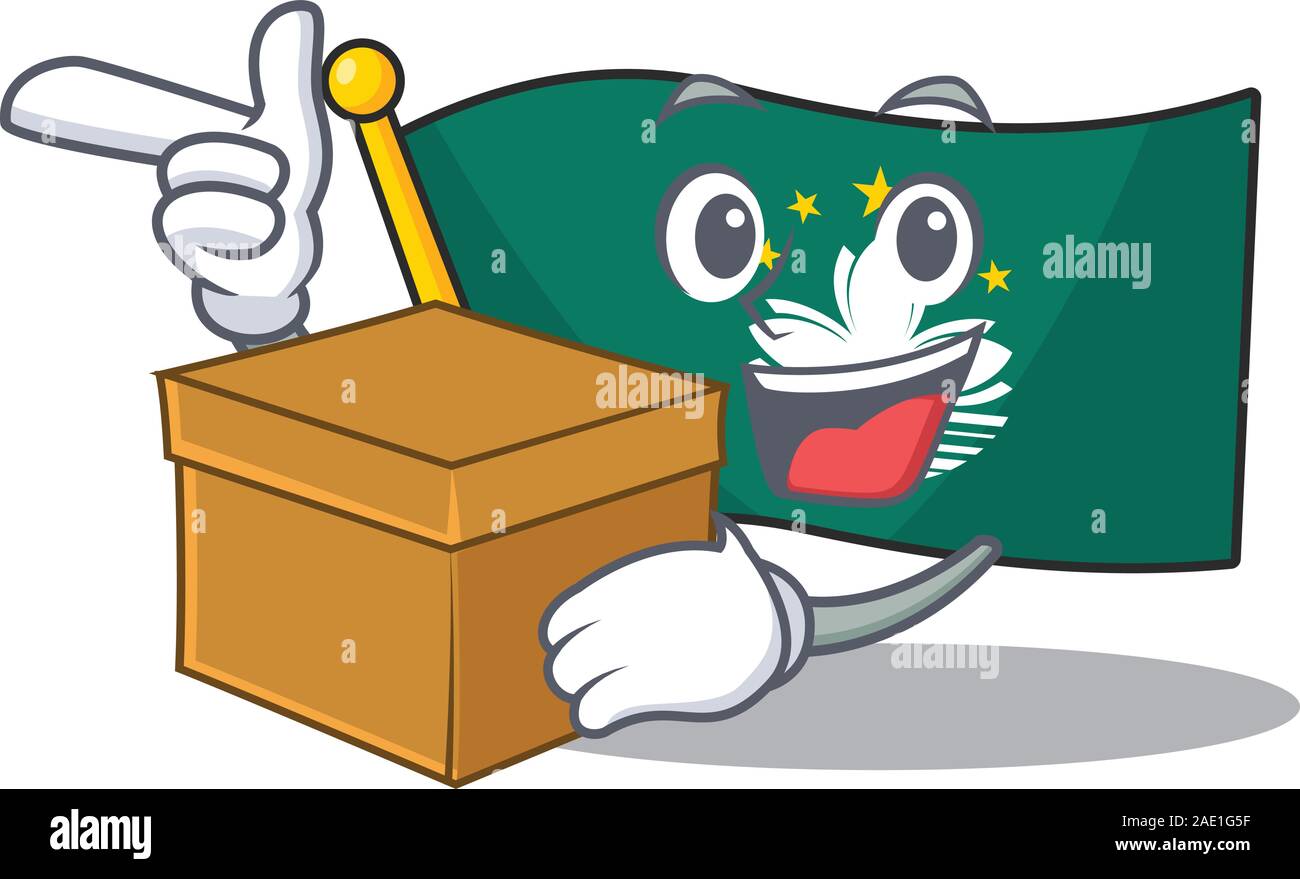 With box Super Funny flag macau cartoon character style Stock Vector ...