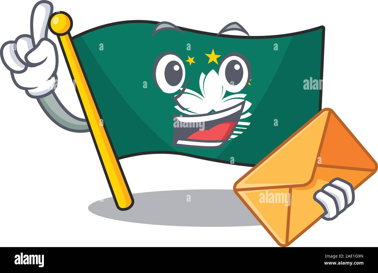 With envelope Happy face flag macau mascot cartoon style Stock Vector ...