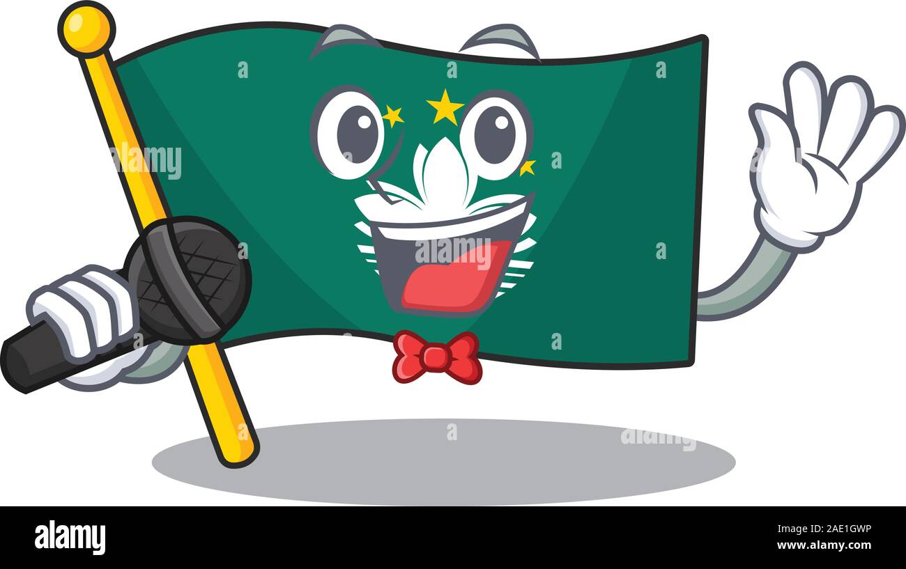 cartoon Singing flag macau while holding a microphone Stock Vector ...