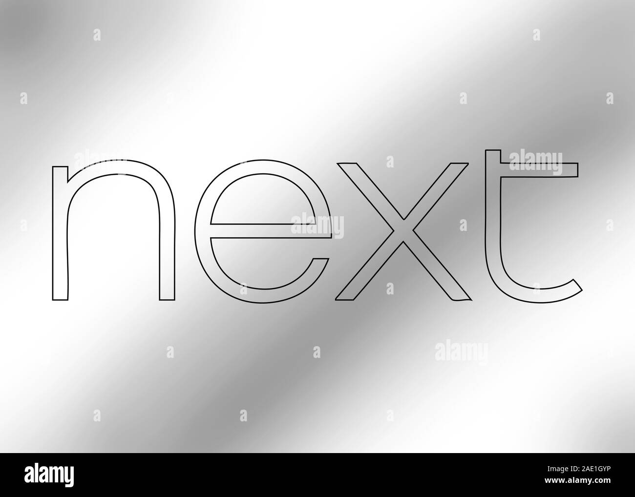 Next logo sign Black and White Stock Photos & Images - Alamy