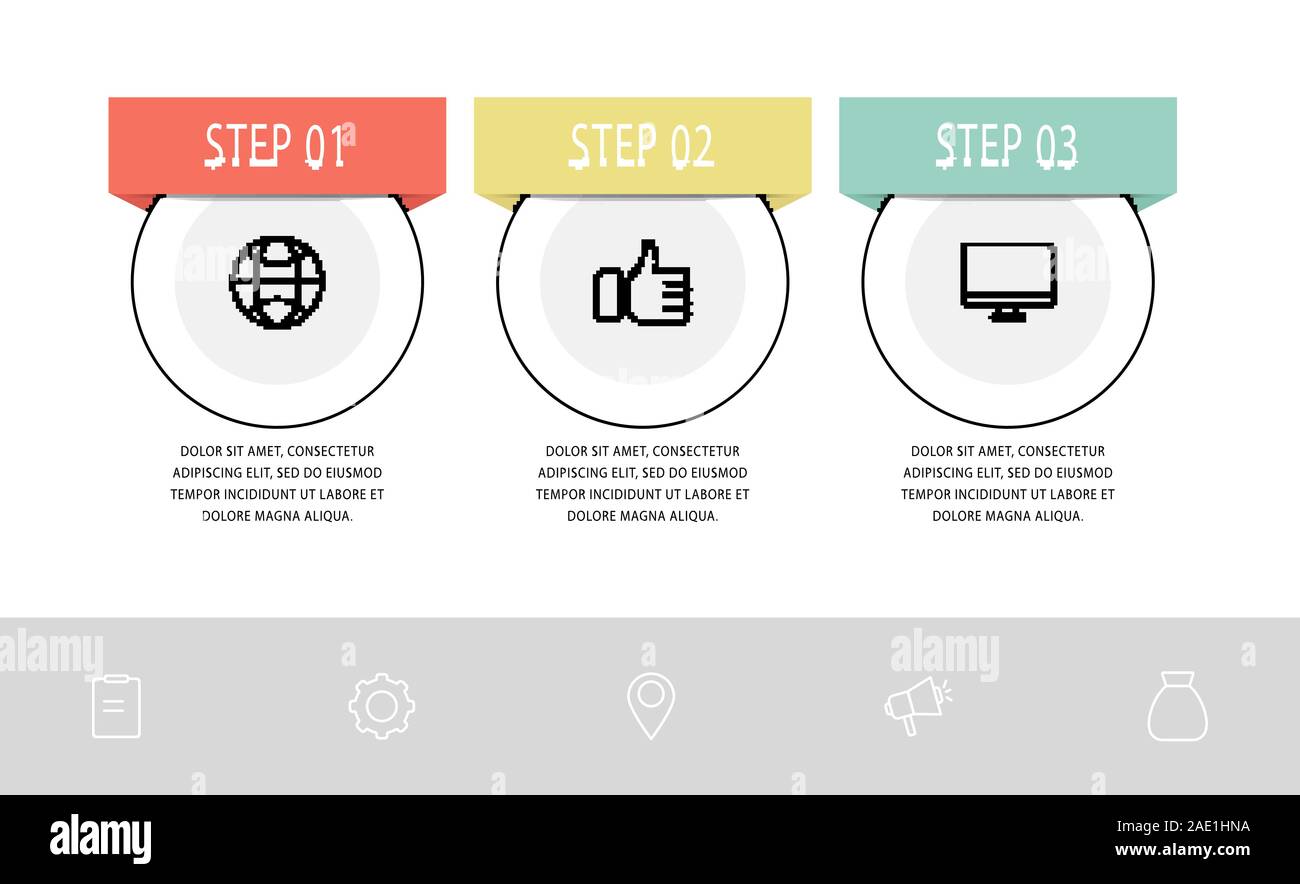 Three Steps Connected Stock Vector Images - Alamy