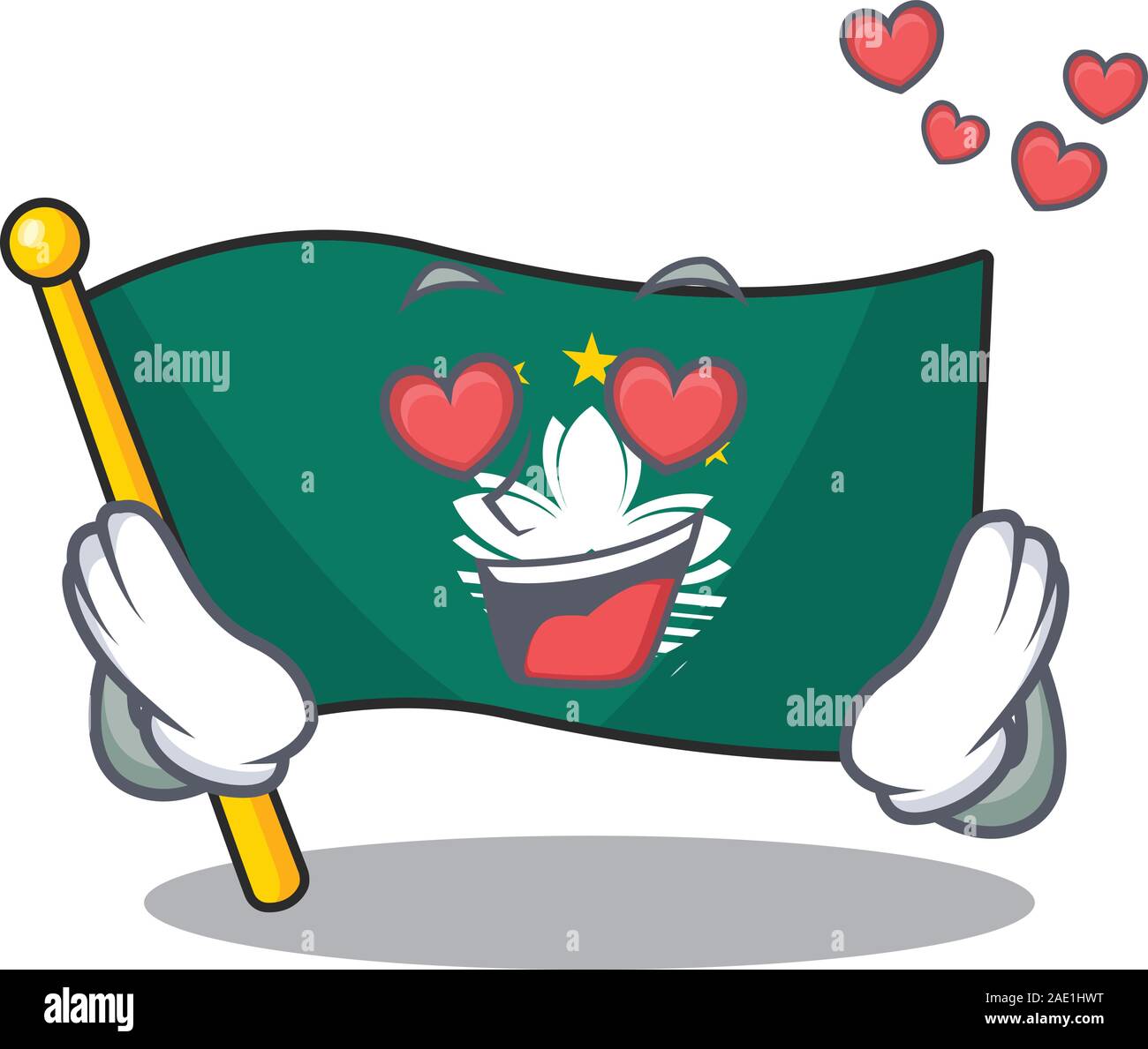 falling In love Happy cute flag macau cartoon design Stock Vector Image ...