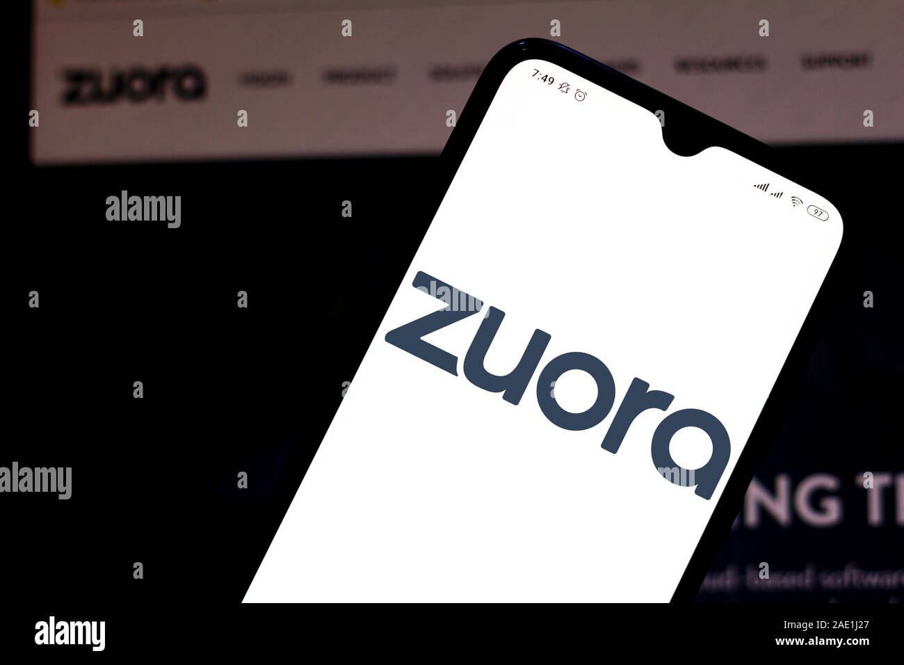 In this photo illustration the Zuora logo is seen displayed on a ...