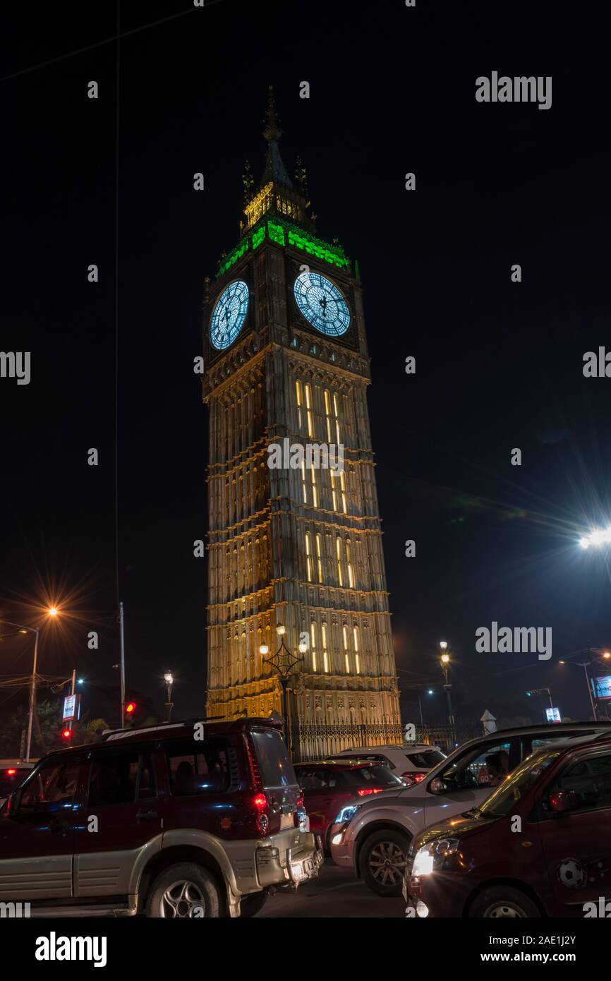 Big watch or clock tower partial display as clone model of Big Ben ...