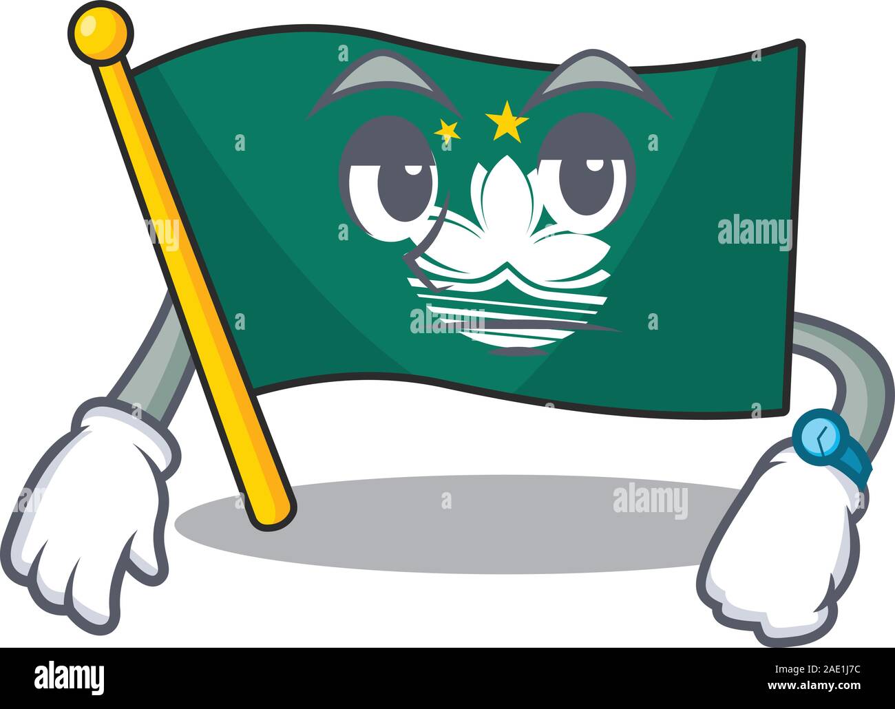 Waiting flag macau on cartoon character mascot design Stock Vector ...