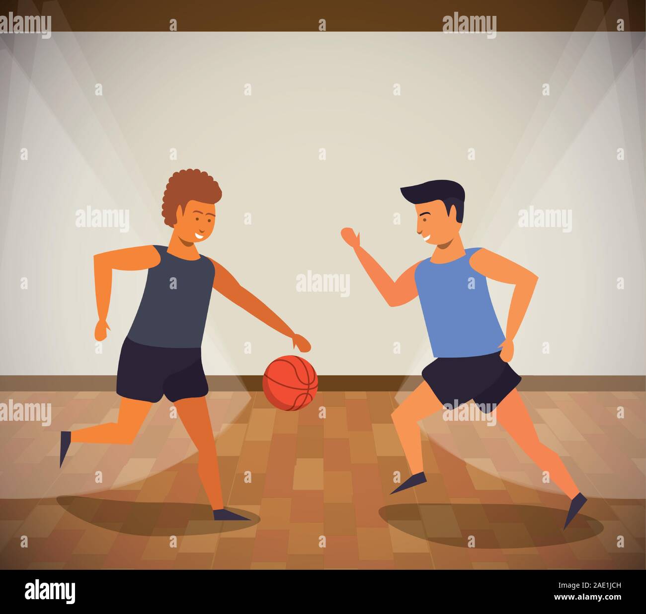 young men athlete playing basketball with balloon Stock Vector Image ...