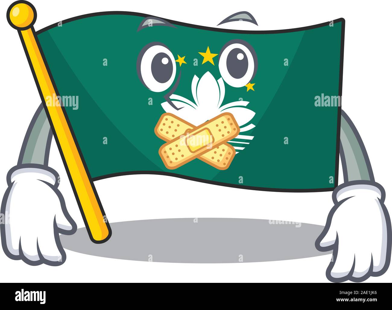 Flag macau mascot cartoon character style making silent gesture Stock ...