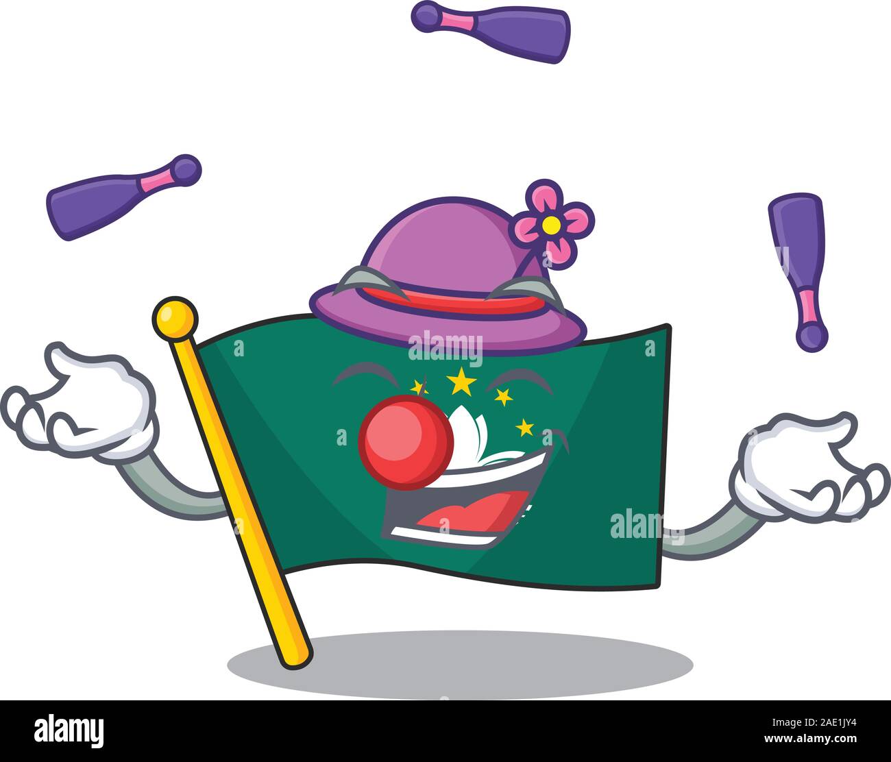 Super cool Juggling flag macau mascot cartoon style Stock Vector Image ...