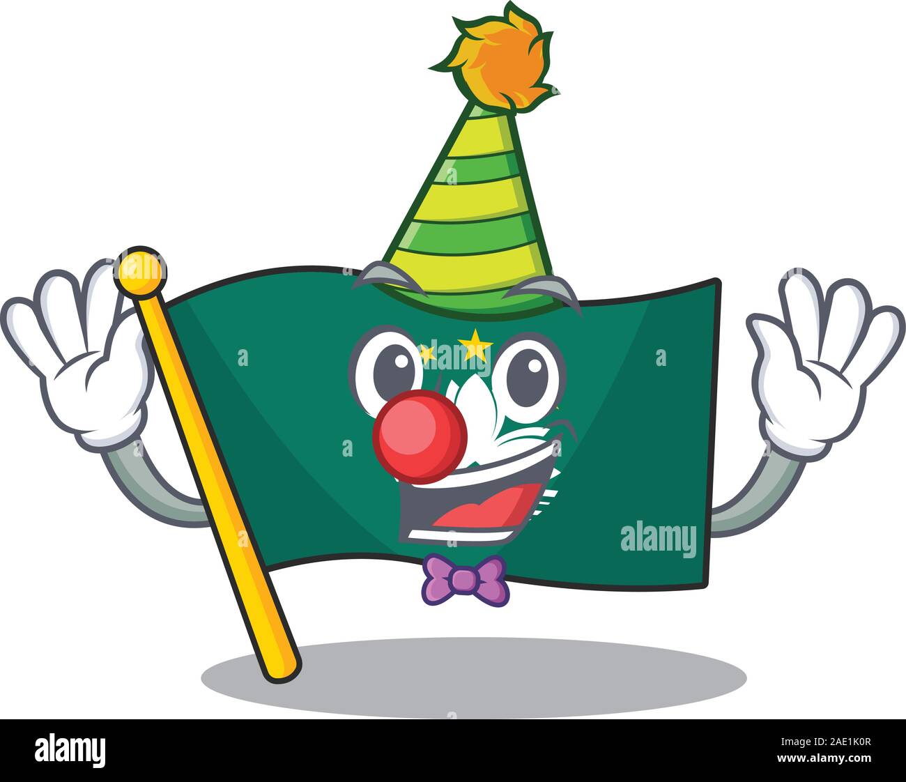 Cute Clown flag macau placed on cartoon character mascot design Stock ...