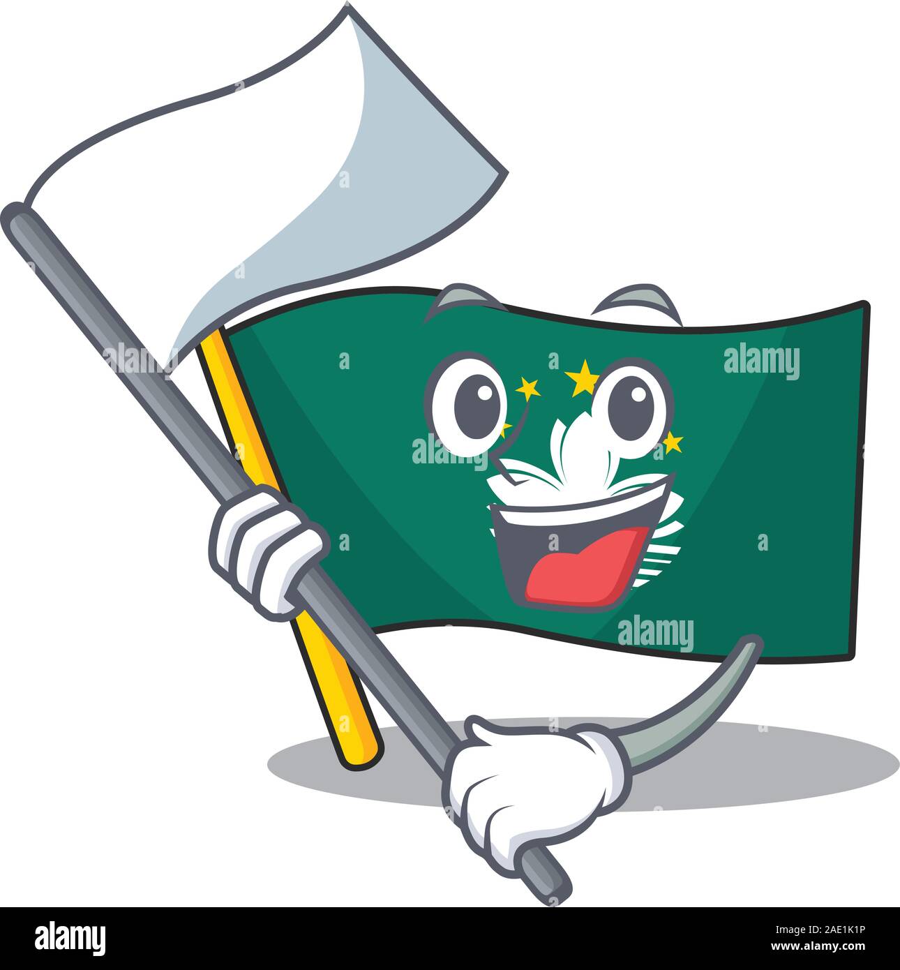 cute flag standing with flag macau cartoon character style Stock Vector ...