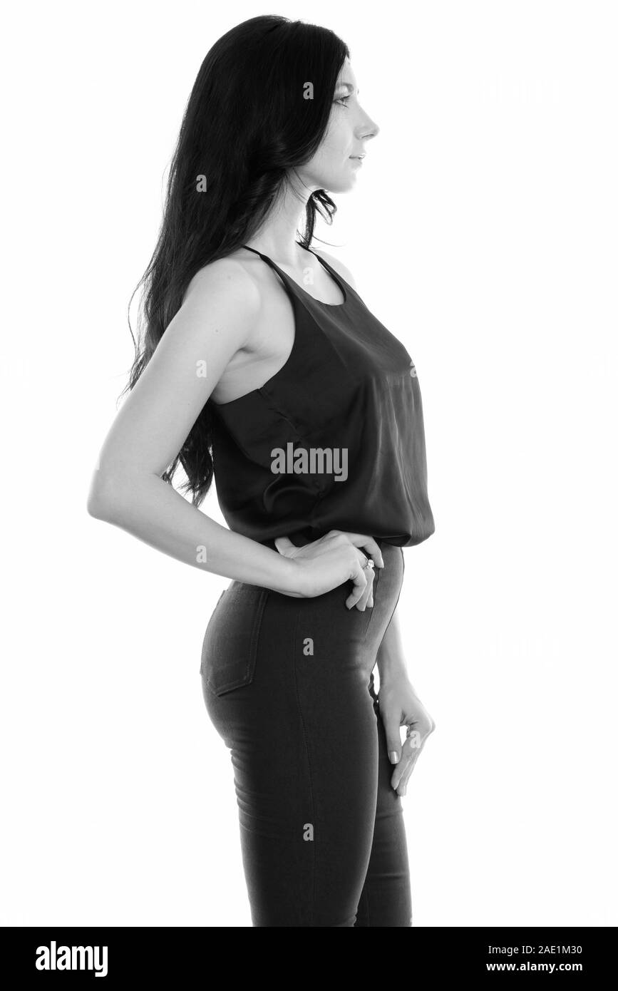 Beautiful young businesswoman hand Black and White Stock Photos ...