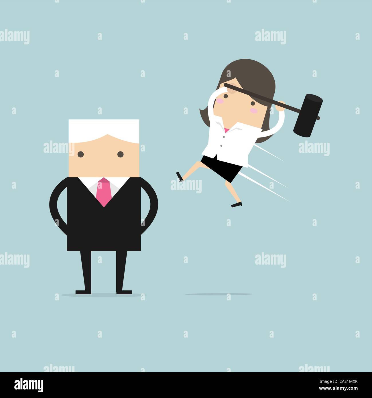 Businesswoman jump smash boss from the back Stock Vector Image & Art ...