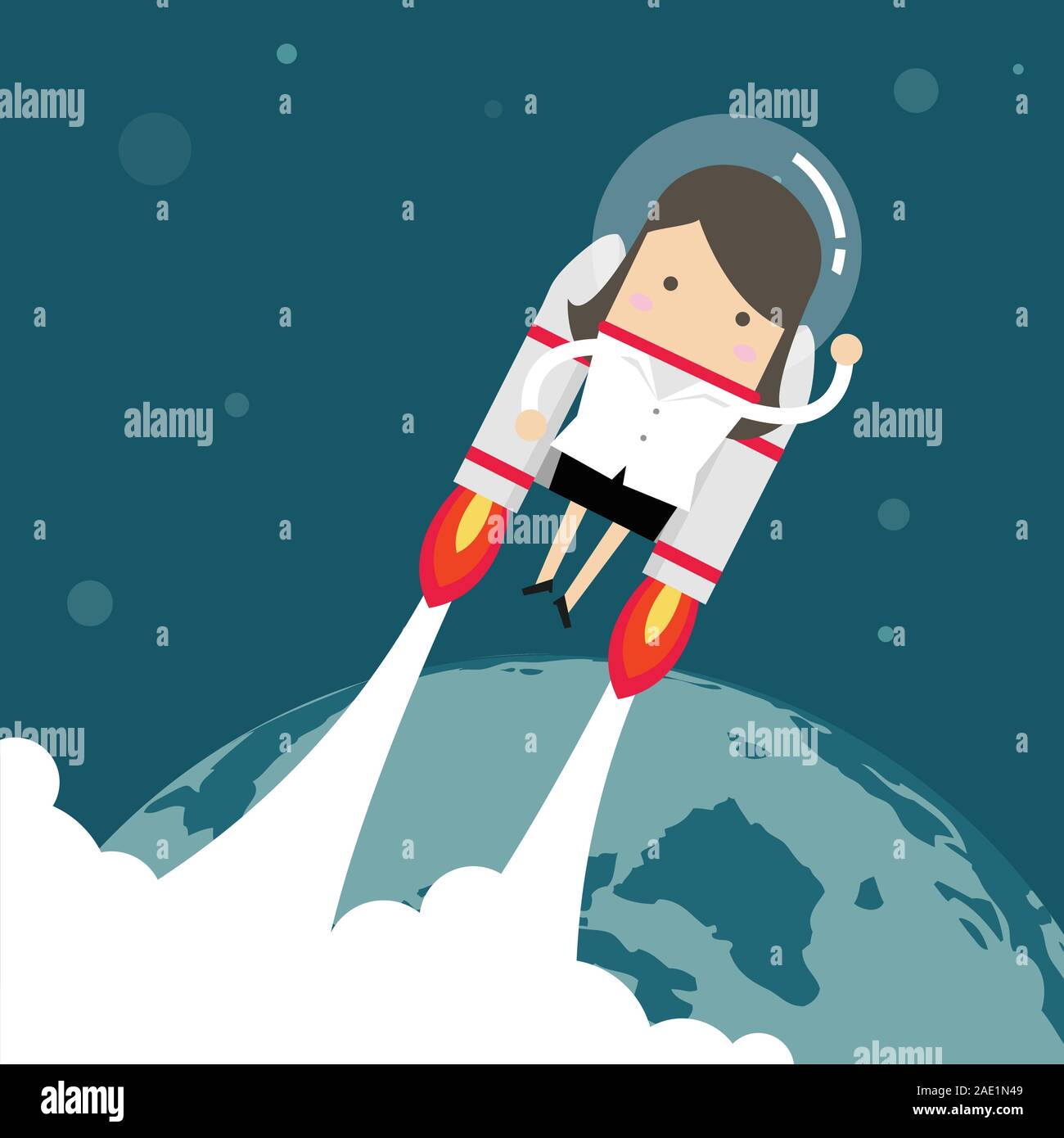 Flying businesswoman with jetpack Stock Vector Image & Art - Alamy